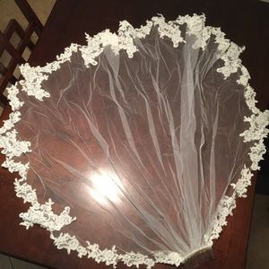 Disney | Accessories | Disney Bridal Veil In Ivory With Lace And ...